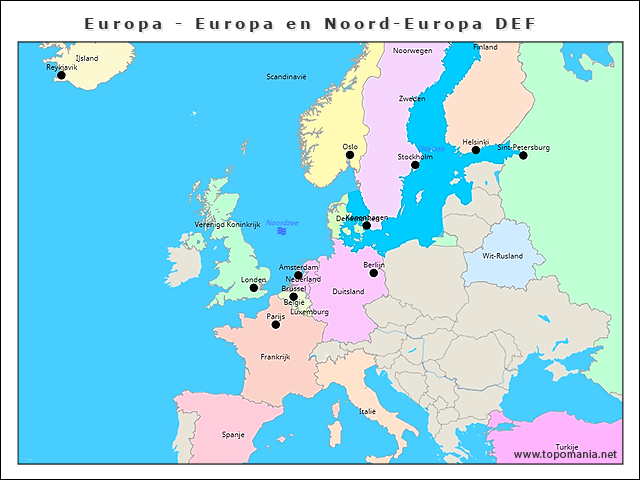 Topografie Europa - Europa en Noord-Europa F | www.topomania.net