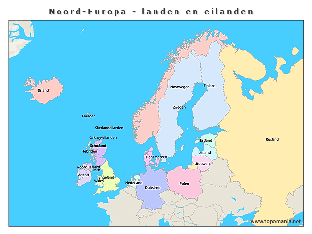Topografie Noord-Europa - landen en eilanden | www.topomania.net