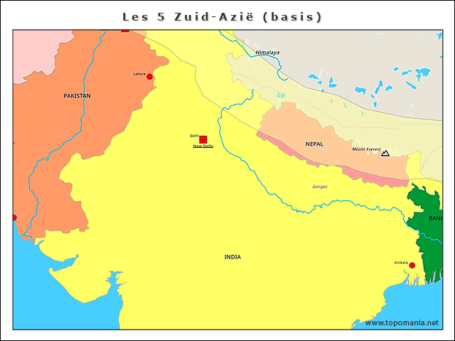 Topografie Les 5 Zuid-Azië (basis) | www.topomania.net