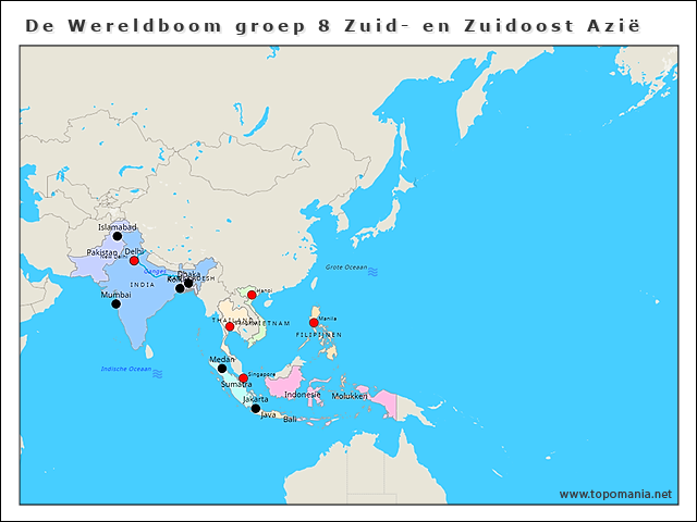 Topografie De Wereldboom groep 8 Zuid- en Zuidoost Azië | www.topomania.net