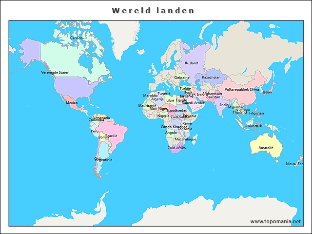 Topografie -Wereld landen | www.topomania.net