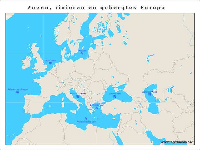 Topografie Zeeën en oceanen rodom Europa | www.topomania.net