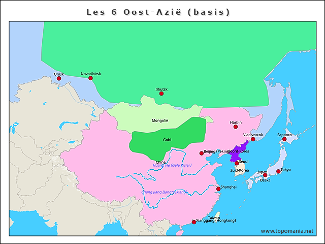 Topografie Les 6 Oost-Azië (basis) | www.topomania.net