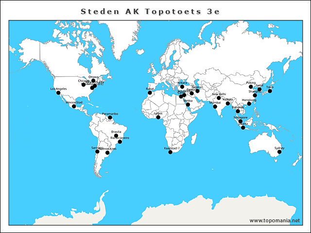 Topografie Steden AK Topotoets 3e | www.topomania.net