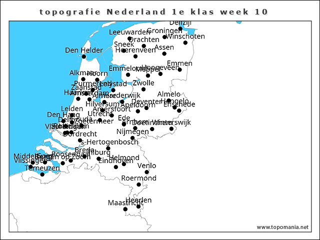 Topografie topografie Nederland 1e klas week 10 | www.topomania.net