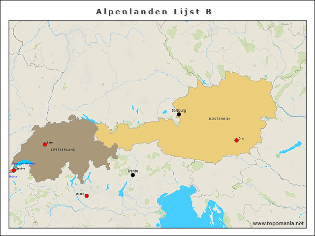 Topografie Alpenlanden Lijst B | www.topomania.net