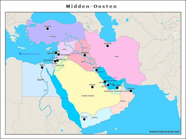 Topografie Midden-Oosten | www.topomania.net