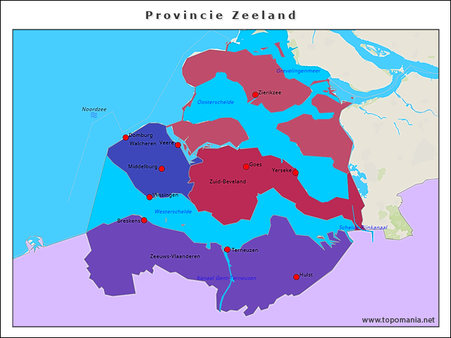 Topografie Provincie Zeeland | www.topomania.net