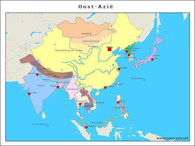 Topografie Oost-Azië | www.topomania.net