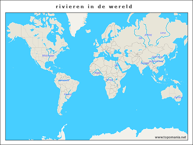 Topografie rivieren in de wereld | www.topomania.net