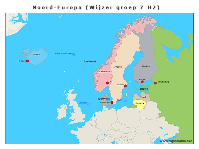 Topografie Noord-Europa (Wijzer groep 7 H2) | www.topomania.net