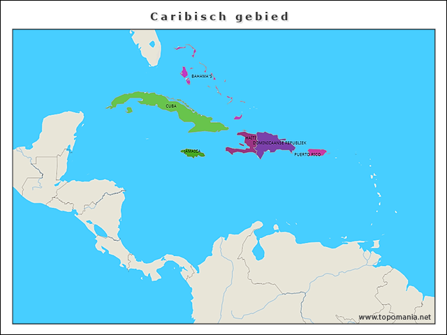 Topografie Caribisch gebied | www.topomania.net