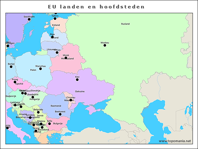 Topografie EU landen en hoofdsteden | www.topomania.net