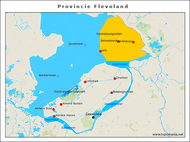 Topografie Provincie Flevoland | www.topomania.net