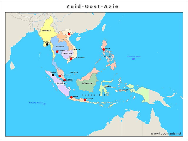 Topografie Zuid-Oost-Azië | www.topomania.net