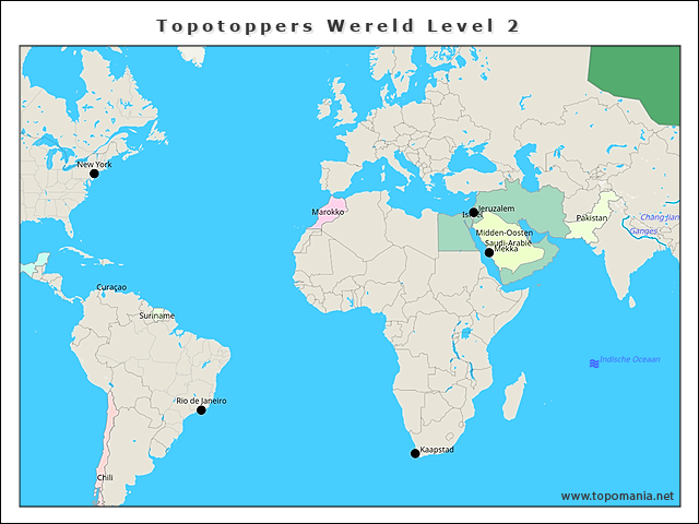 Topografie Topotoppers Wereld Level 2 | www.topomania.net