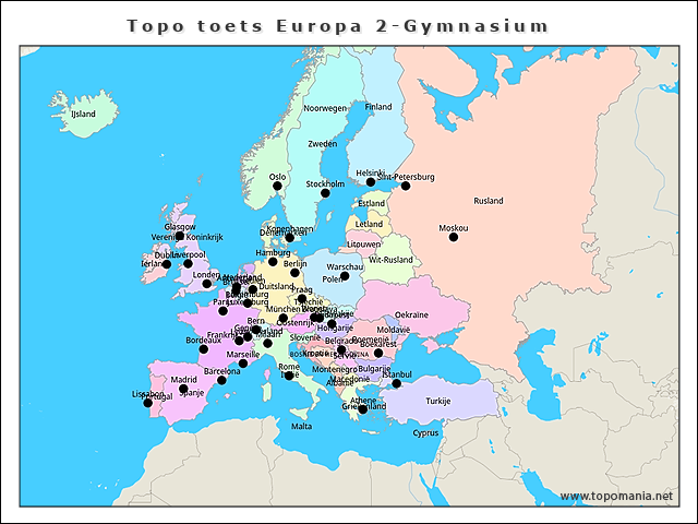 Topografie Topo toets Europa | www.topomania.net