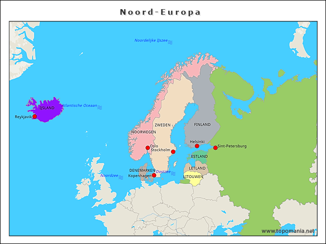 Topografie Noord-Europa | www.topomania.net