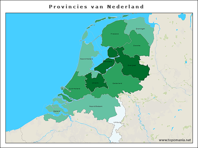Topografie Provincies van Nederland | www.topomania.net