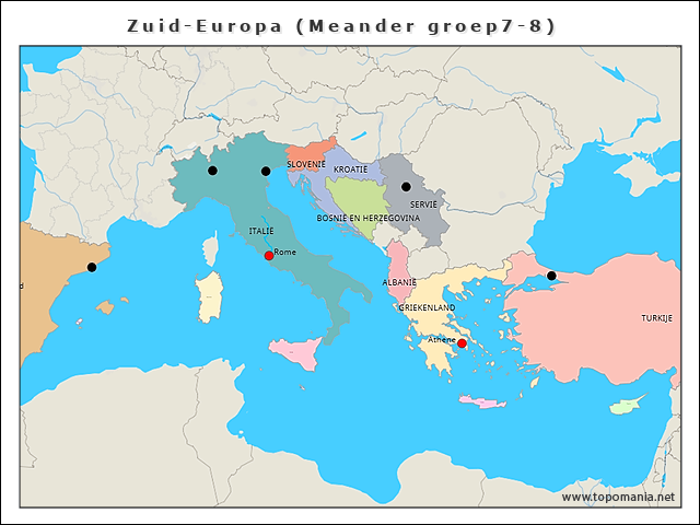 Topografie Zuid-Europa (Meander groep7-8) | www.topomania.net