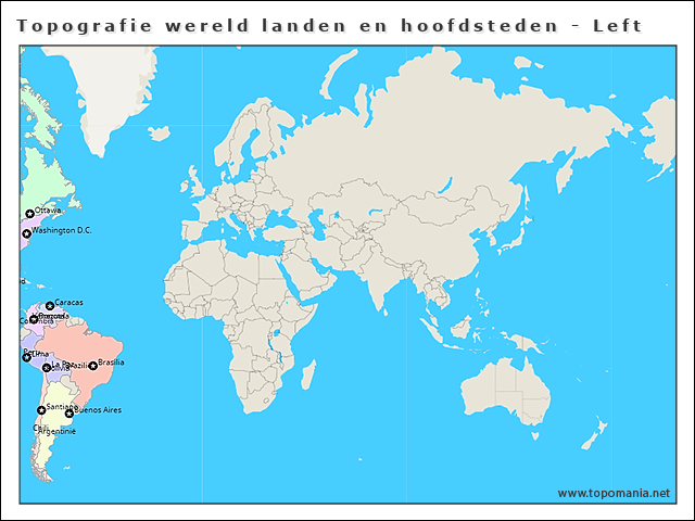 Topografie Topografie wereld landen en hoofdsteden - Left | www ...