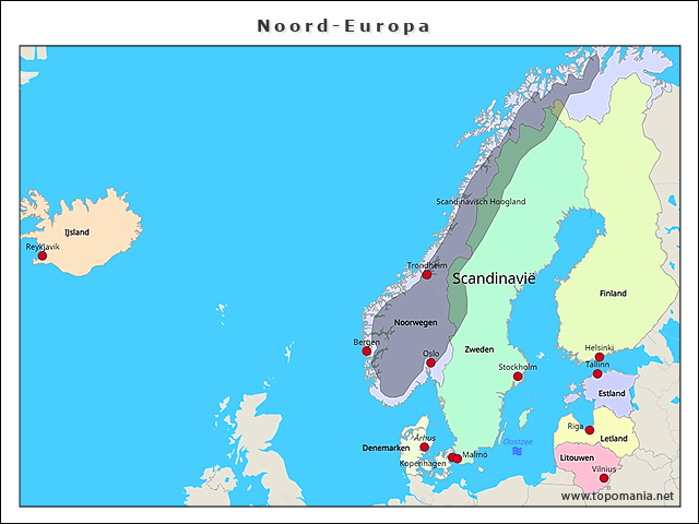 Topografie Noord-Europa | www.topomania.net