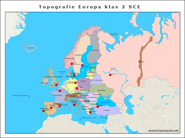 Topografie Topografie Europa klas 2 SCE | www.topomania.net