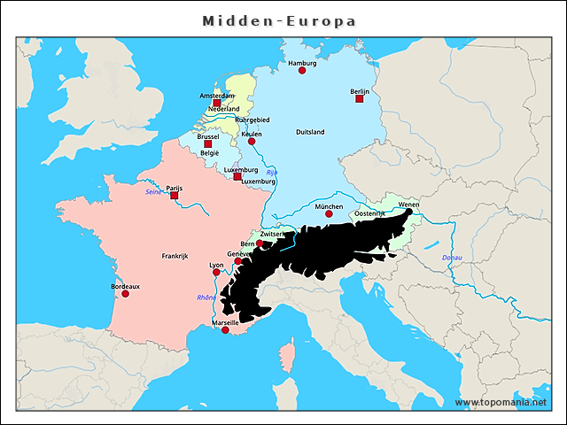 Topografie Midden-Europa | www.topomania.net