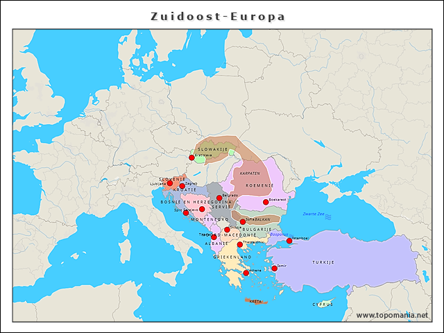 Topografie Zuidoost-Europa | www.topomania.net