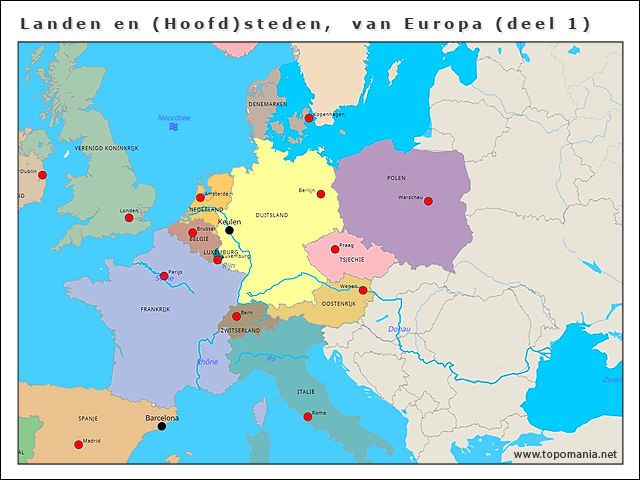 Europa Kaart Met Steden