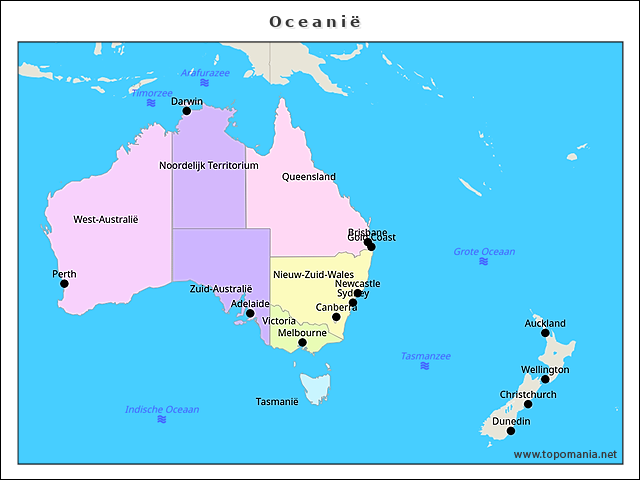 Topografie Oceanië | www.topomania.net