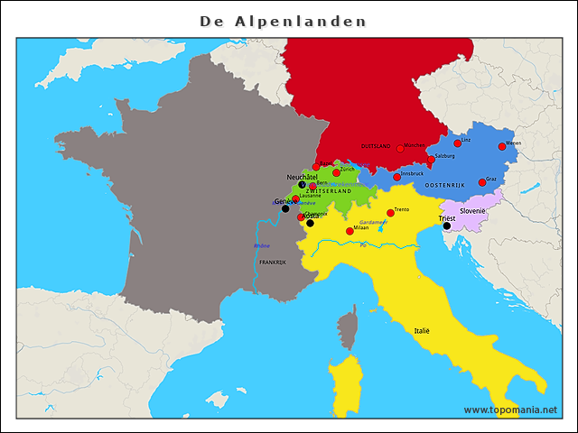 Topografie De Alpenlanden | www.topomania.net