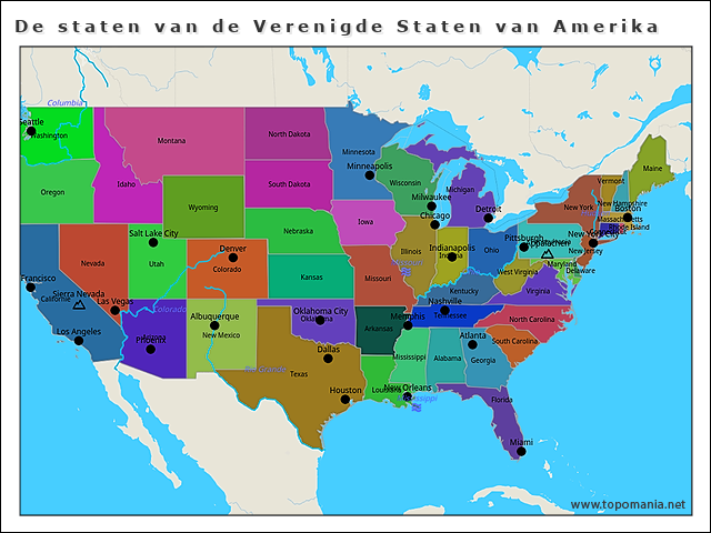 Topografie De staten van de Verenigde Staten van Amerika | www ...