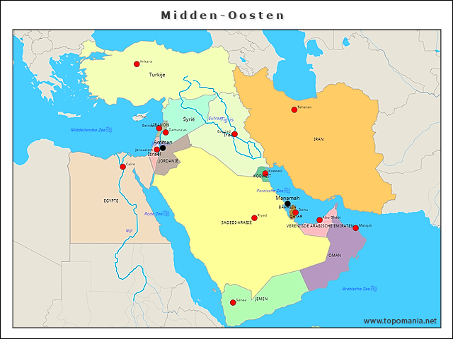 Topografie Midden-Oosten | www.topomania.net