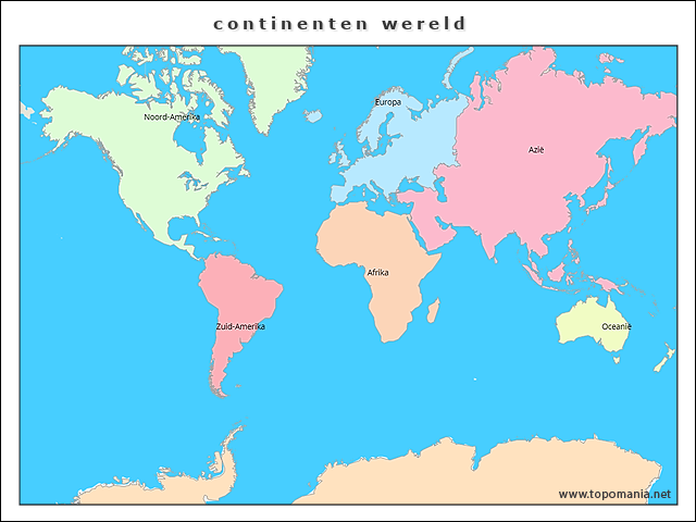 Geography continenten wereld | www.topomania.net