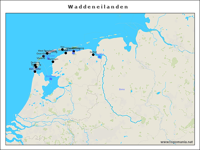 Topografie Waddeneilanden | www.topomania.net