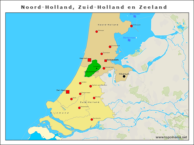 Topografie Noord-Holland, Zuid-Holland en Zeeland | www.topomania.net