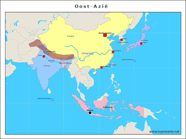Topografie Oost-Azië | www.topomania.net