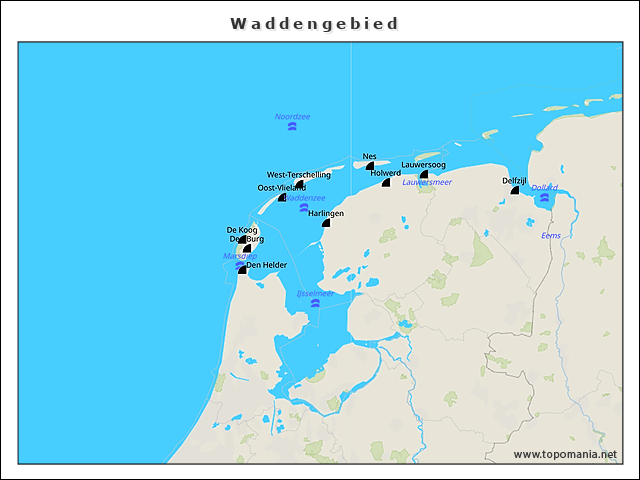 Topografie Waddengebied | www.topomania.net