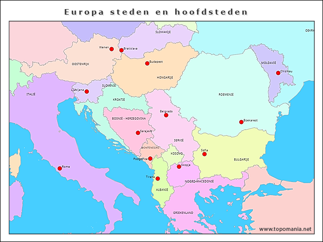 Topografie Europa steden en hoofdsteden | www.topomania.net