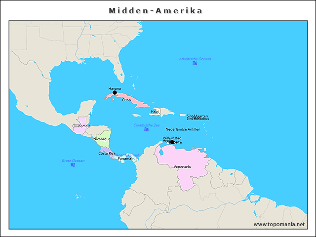 Topografie Midden-Amerika | www.topomania.net
