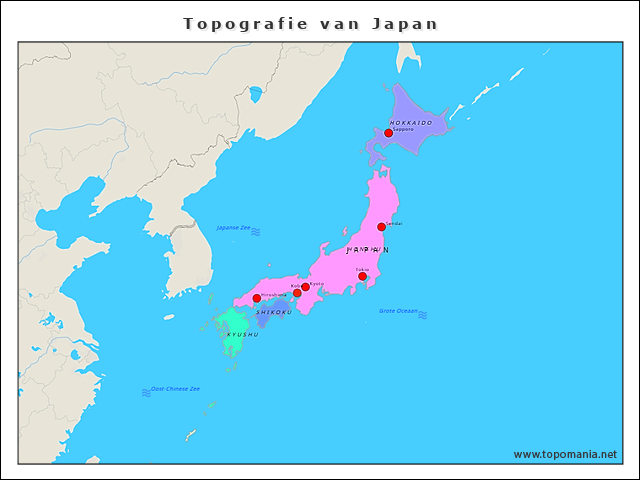Topografie Topografie van Japan | www.topomania.net