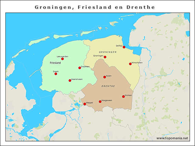 Geography Groningen, Friesland en Drenthe | www.topomania.net