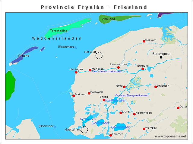 Topografie Provincie Fryslân - Friesland | www.topomania.net