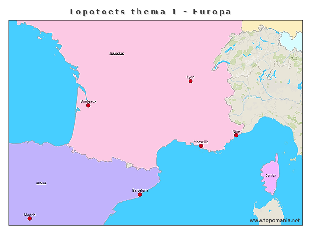 Topografie Topotoets thema 1 - Europa | www.topomania.net