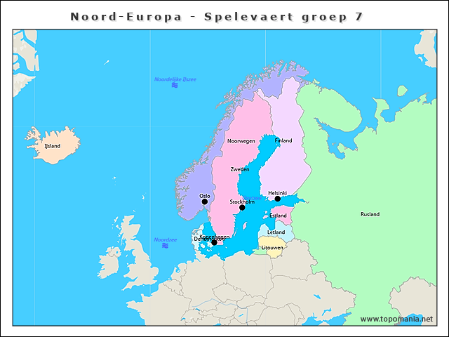 Topografie Noord-Europa - Spelevaert groep 7 | www.topomania.net