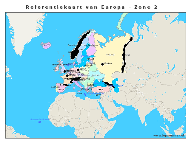 Topografie Referentiekaart van Europa - Zone 2 | www.topomania.net