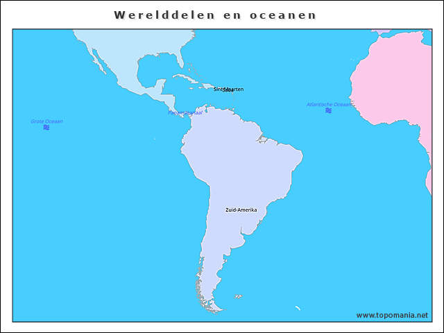 Topografie Werelddelen en oceanen | www.topomania.net