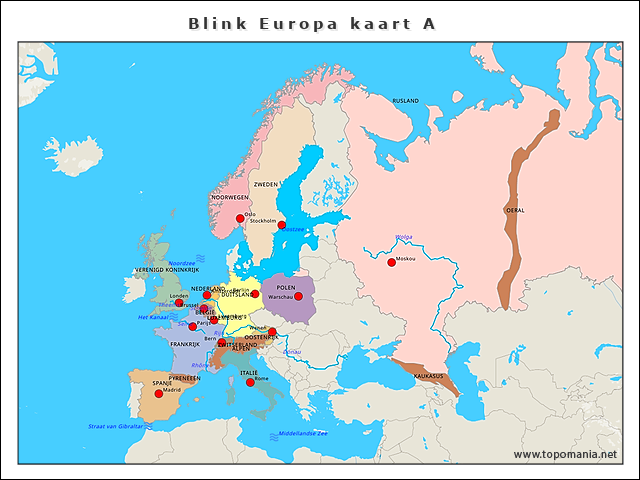 Topografie Blink Europa kaart A | www.topomania.net