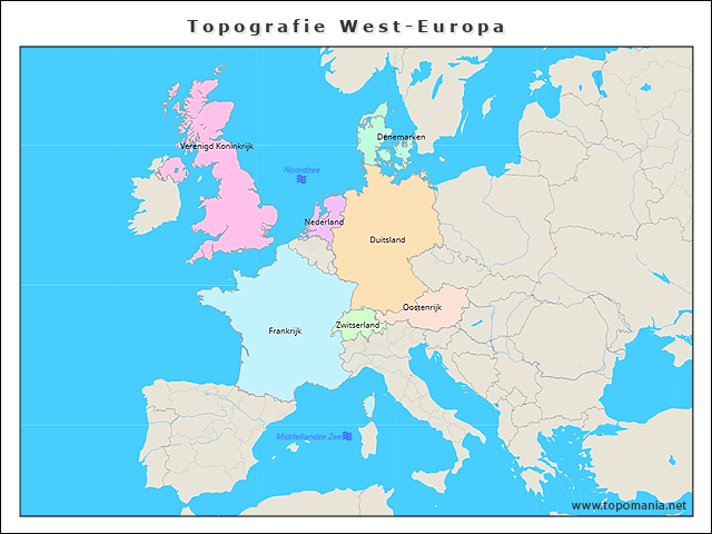 Topografie West-Europa | www.topomania.net